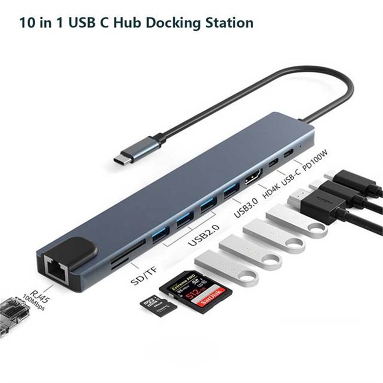 10 Em 1 Typec Para HDMI 4K Estação De Ancoragem USB3.0 PD Carregamento ...