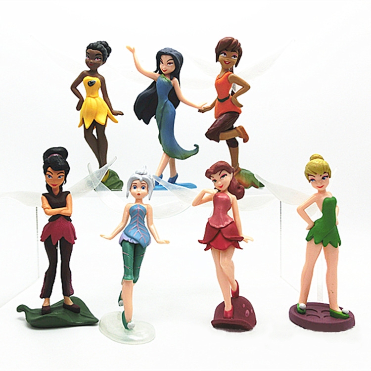 7Pcs/Set 8-10cm Disney Tinker Bell Figura Flor Anjo Silvermist Rosetta ...