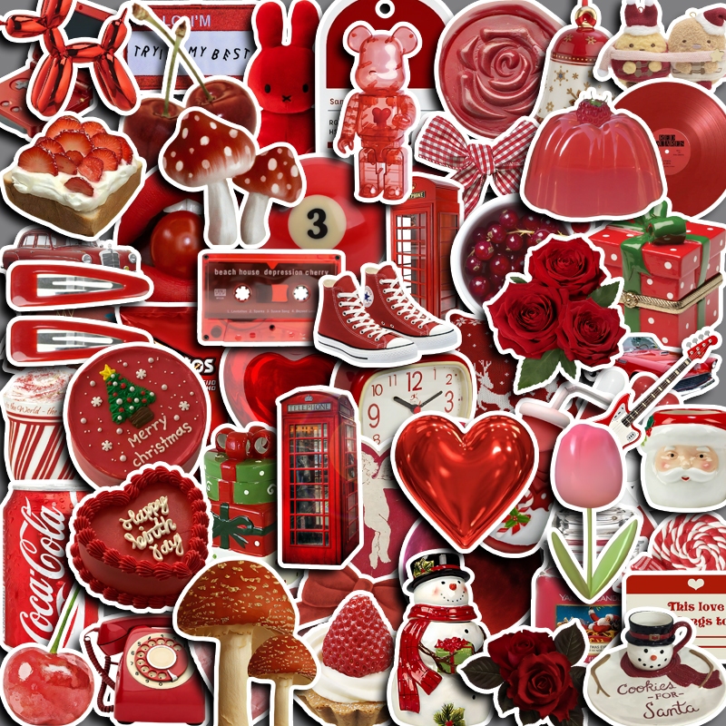 Autocolantes Decorativos para Notebook 60pcs American Retro Vermelhos ...