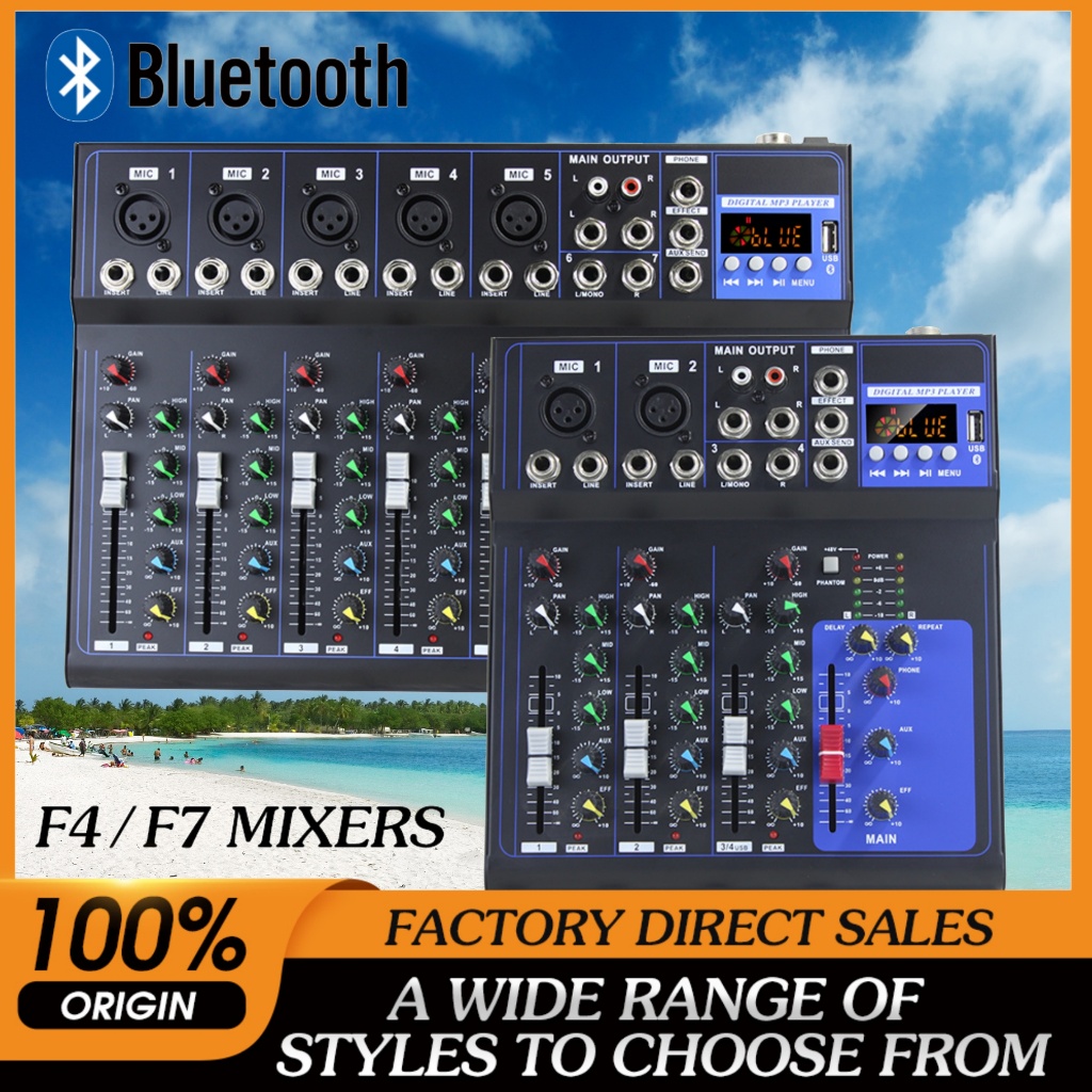 F4/F7 Mixer De Áudio Profissional 4/7 Canais Integrado EQ/Função De ...