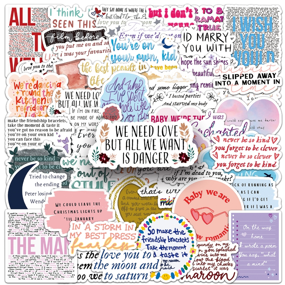 50Piece Funny Lovely Taylor Swift Lyrics Pink Stickers À Prova D'água ...