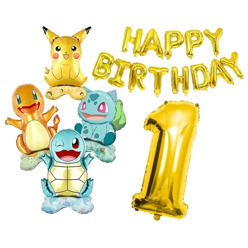 1 Conjunto Pokemon Números Bolas Pikachu Charmander Balões De ...