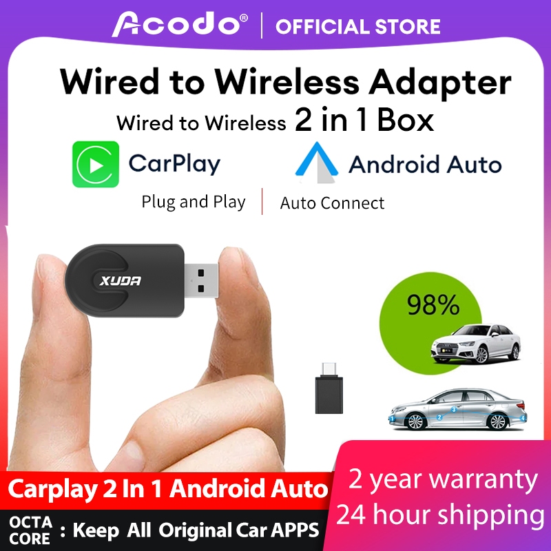 Acodo Novo Adaptador Sem Fio CarPlay Android Auto Smart Mini Box Plug And Play WiFi Fast Connect ...
