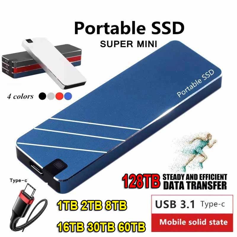 SSD Portátil 4TB 8TB 16TB 32TB 64TB 128TB Disco Rígido Externo De Estado Sólido Tipo-C USB 3.0 ...