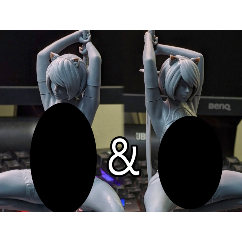 Kit De Resina Figura NieR Automata 2B Agachamento Dois Caracteres 1/8 Duas Figuras De Garagem ...