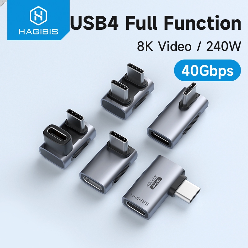 Adaptador Hagibis USB C Para 40 Gbps 8K 60Hz Conversor De 90 Graus USB4 Thunderbolt 4/3 MacBook ...