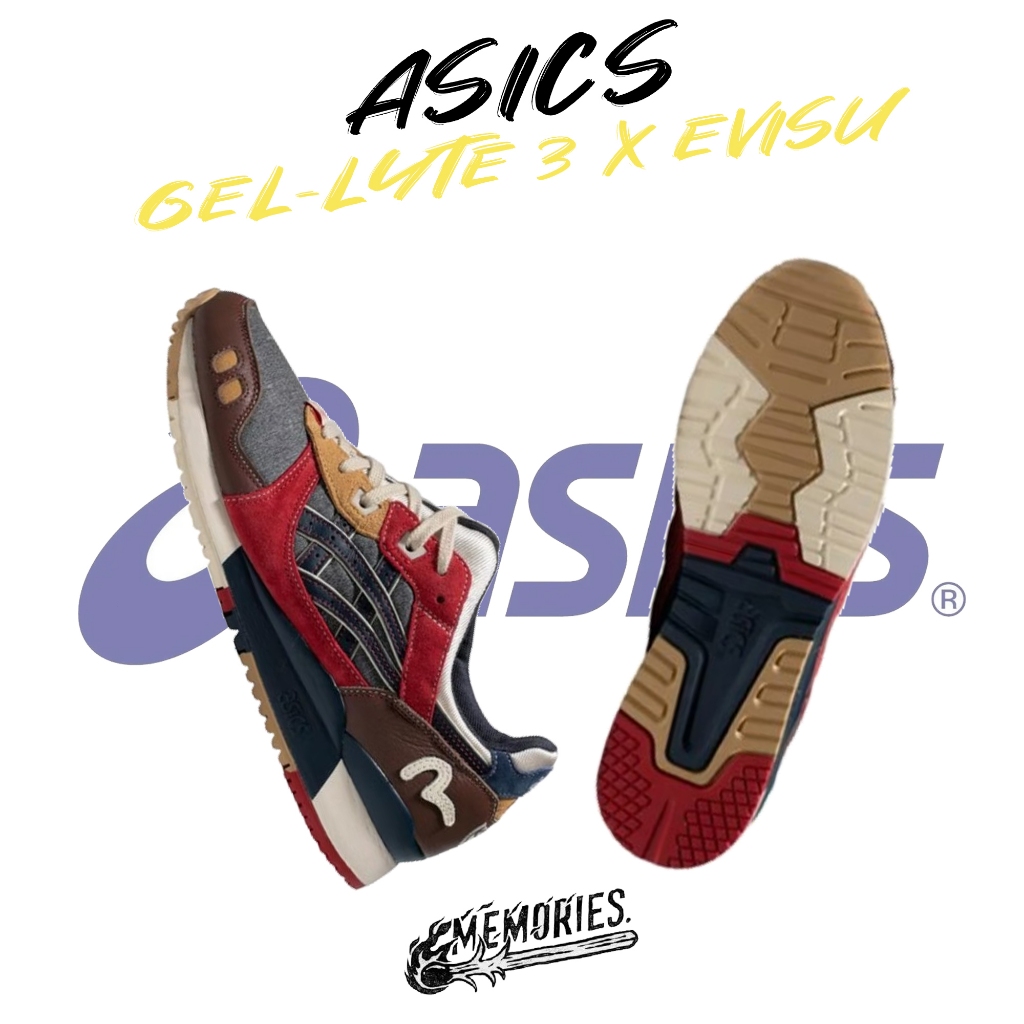 ASICS Gel-Lyte 3 x Evisu'vermelho Cinza Marrom'1203A301-501 Sapatos De ...