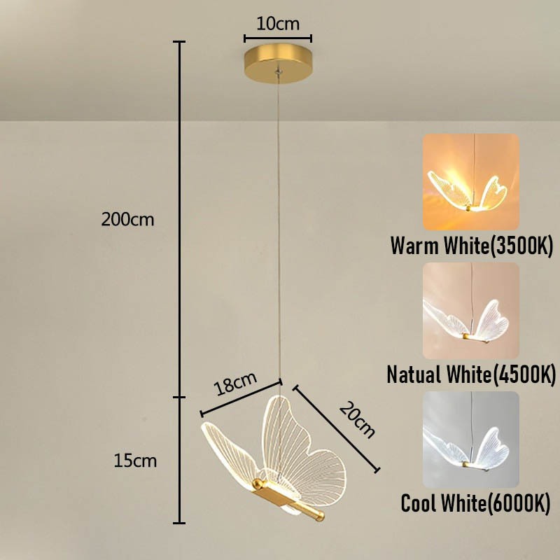 Luz de 3 cores Luz LED borboleta Luz de iluminação interior nórdico ...