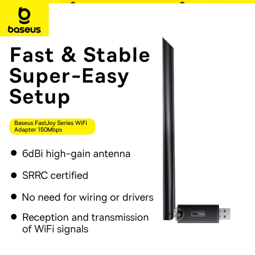Adaptador WIFI Baseus Fast Joy Series 650Mbps De Alta Ganho Antena SRRC Certificado Para PC ...