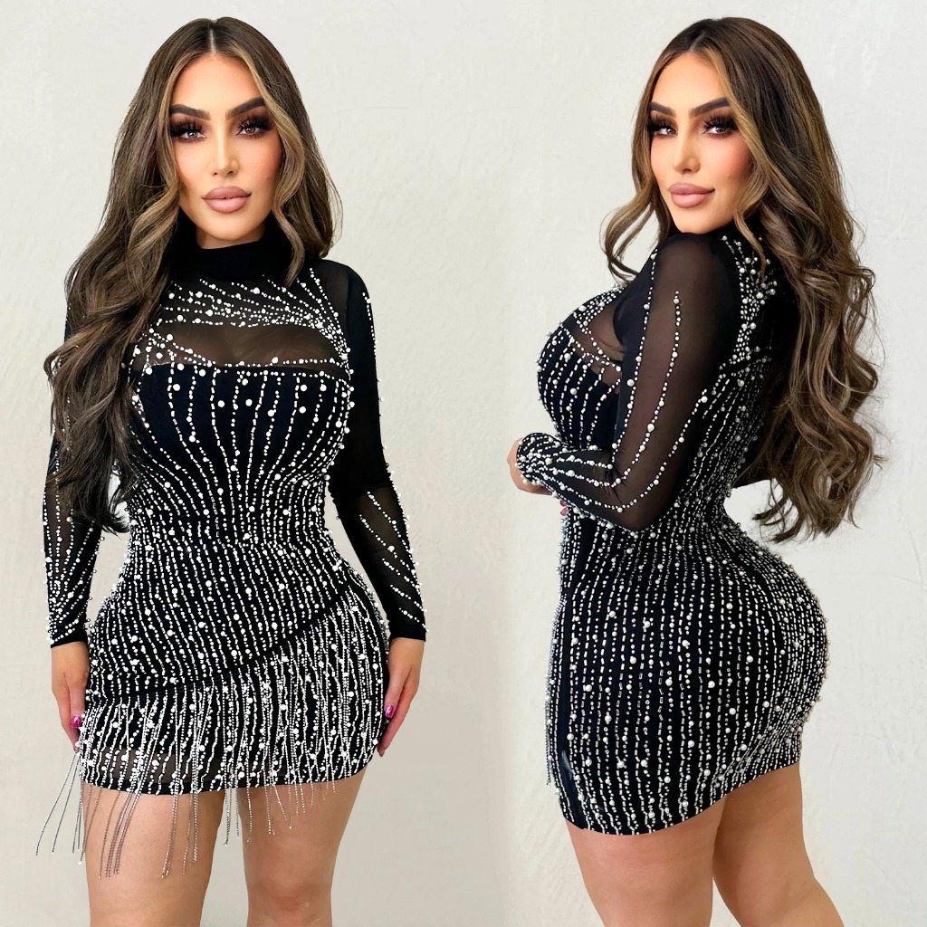 Sexy Nightclub Nightclub Party Party Club Prom Long Sleeve Mesh Hot ...