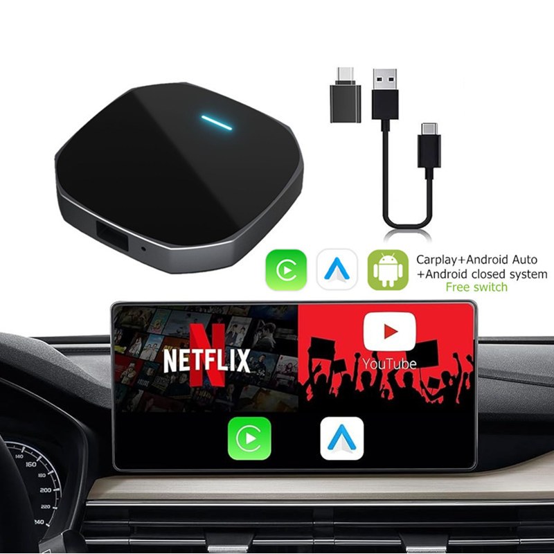 Adaptador Sem Fio CarPlay Com Netflix/YouTube/3 Em 1 & Android Auto Wireless Dispositivo De ...