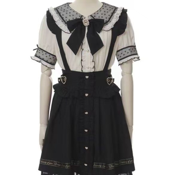 Camisa Lolita Japonesa Com Fitas E Renda Doce Linda De Manga Curta ...