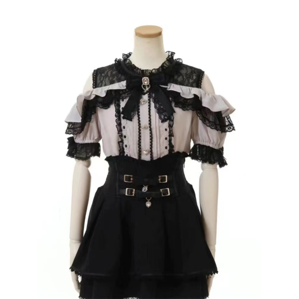Camisa Japonesa De Manga Curta Nova Jirai Kei Doll Neck Bow Em Forma De ...