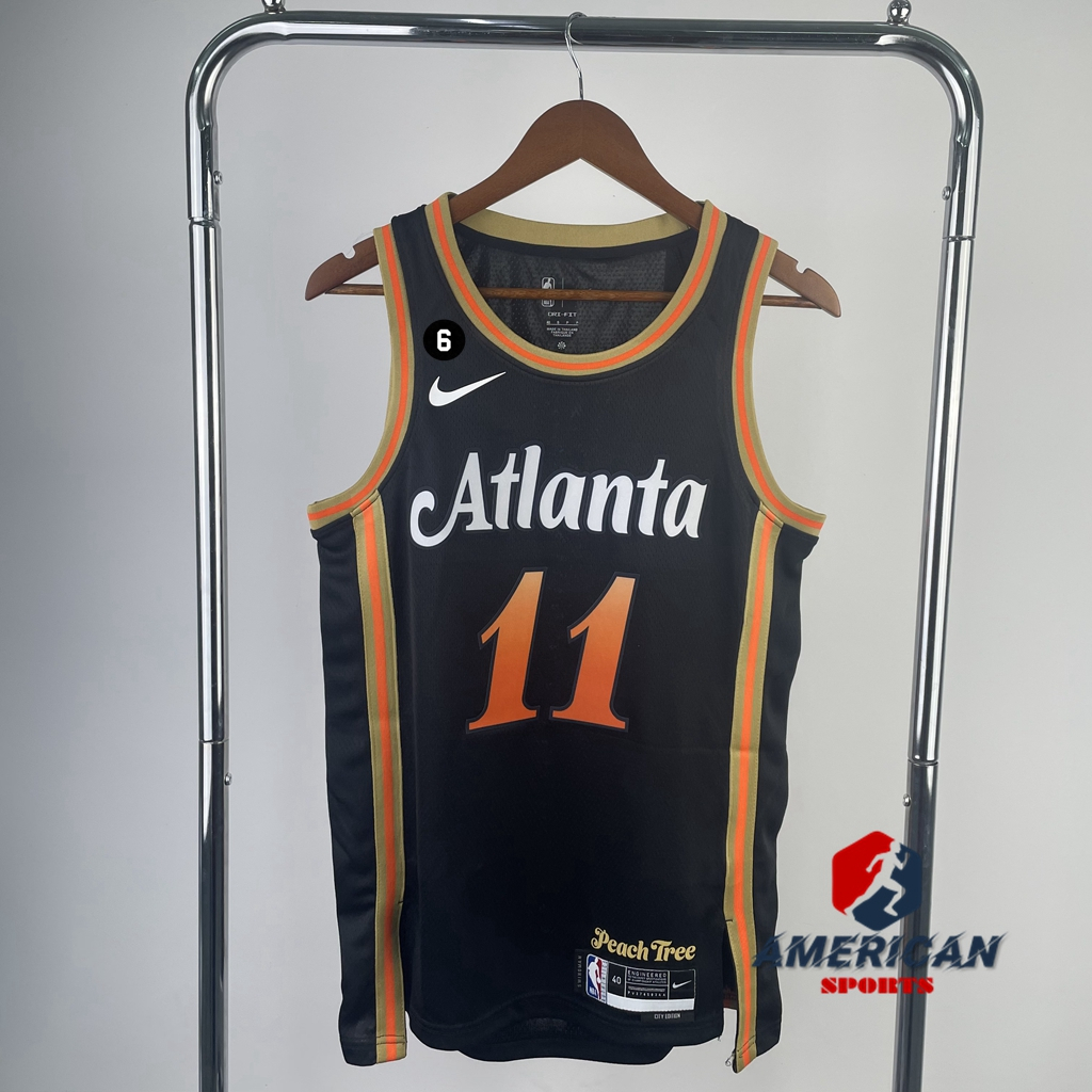 Masculino Camisa NBA Atlanta Hawks Trae Young Camiseta Black 2023 ...