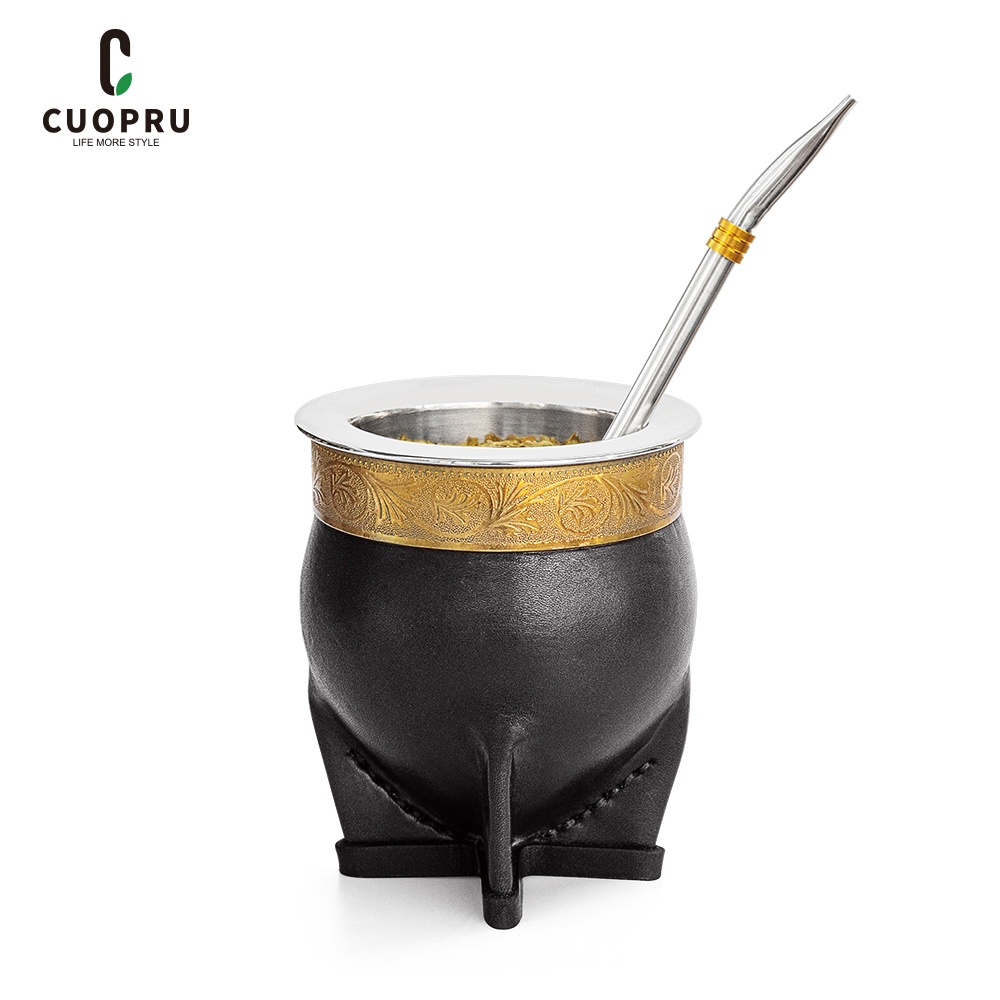 cuia uruguaia De Chá Cuopru Imperial Yerba Mate Com Bomba , Couro ...