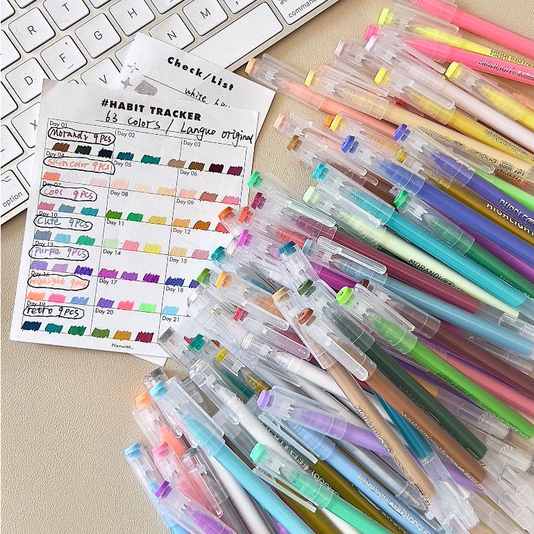 Ohaya | Languo 63 Cores Conjunto completo Caneta Azul Fruta Manual Caneta Pele Cor Morandi ...