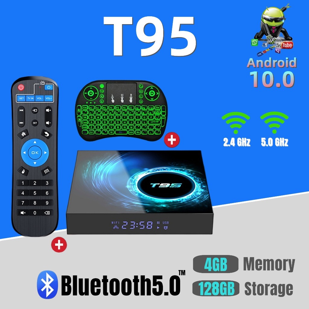 T95 6K 5Gwifi Caixa Inteligente Android Allwinner H616 Chip 10.0 Sistema + Bluetooth5.0 4 ...