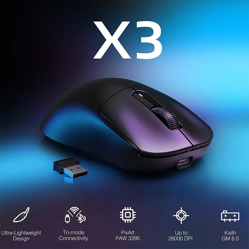 Rato De Jogo Sem Fio Leve Attack Shark X3 Com 3 Modos 2.4G USB-C ...