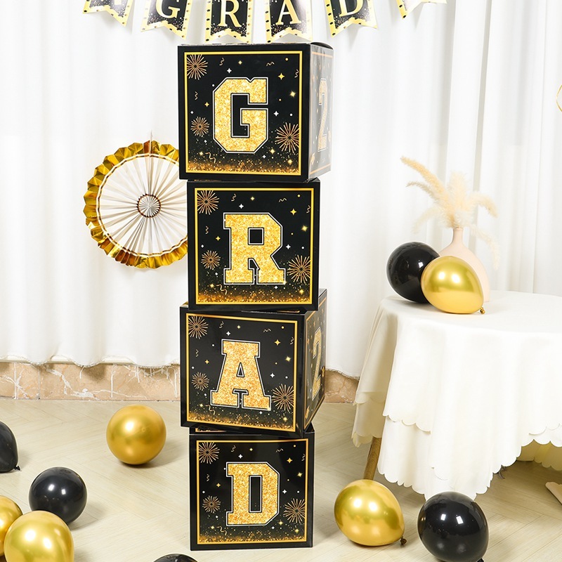 Caixa De Graduação Ouro Preto Balão GRAD 2024 Decoração Conjunto ...