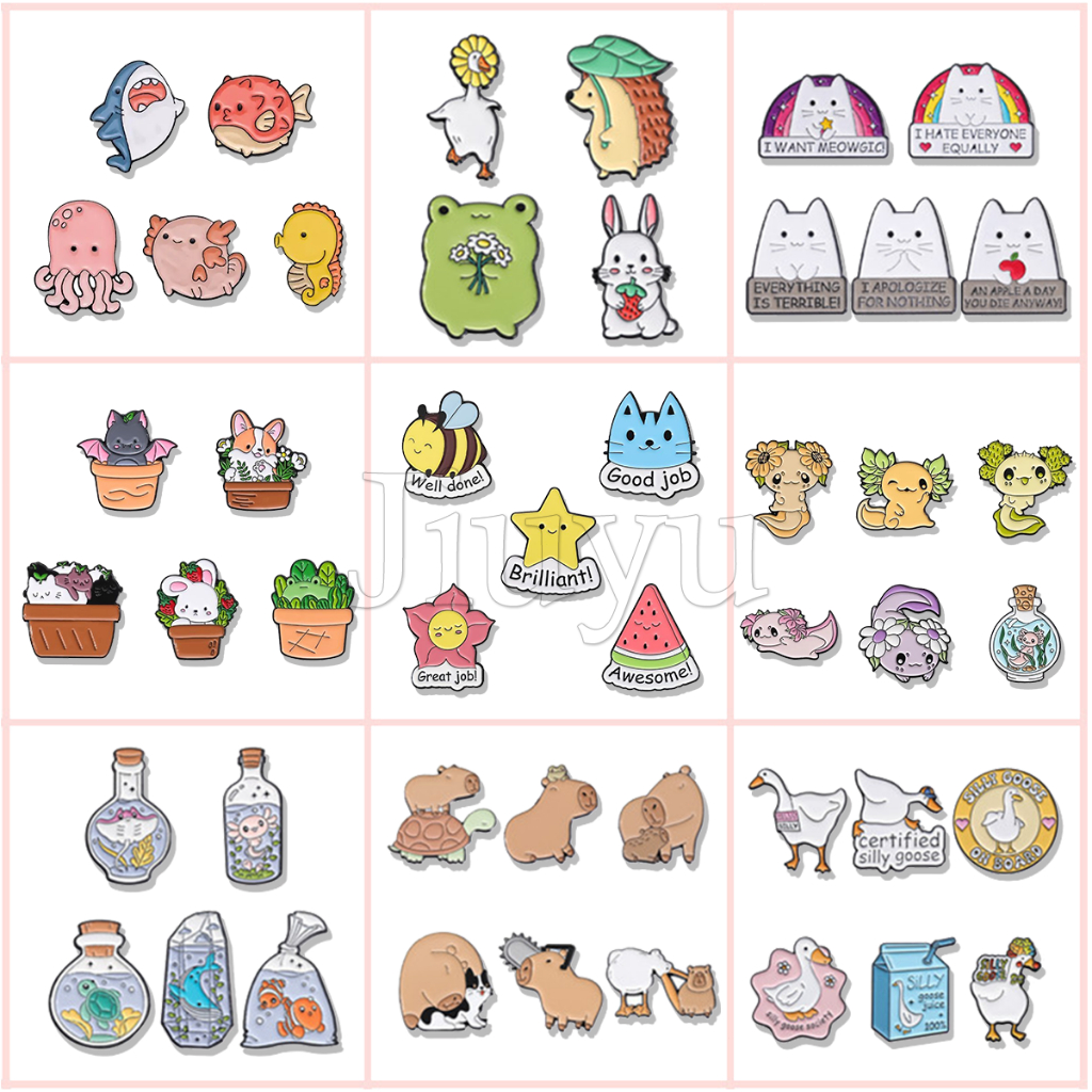 25 Conjunto Broche Fofo De Animal Marinho Salamandra De Tubarão Crachás ...