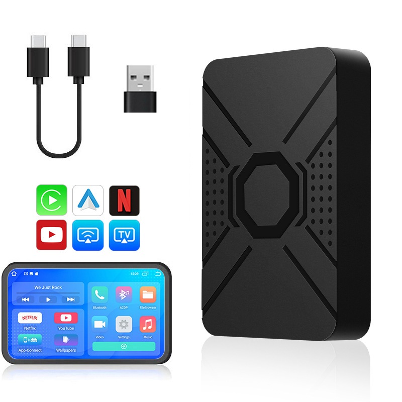 AB018 Adaptador CarPlay Sem Fio Com Netflix/YouTube 3 Em 1 & Android Auto Wireless Caixa Mágica ...