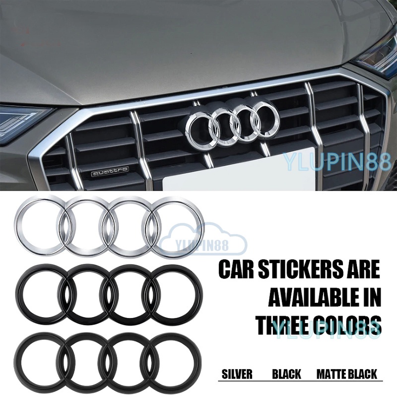 Audi Car Front Center Grille Emblem Sticker 4 Ring Logo Auto Rear Trunk Badge Decal For Audi A3 ...