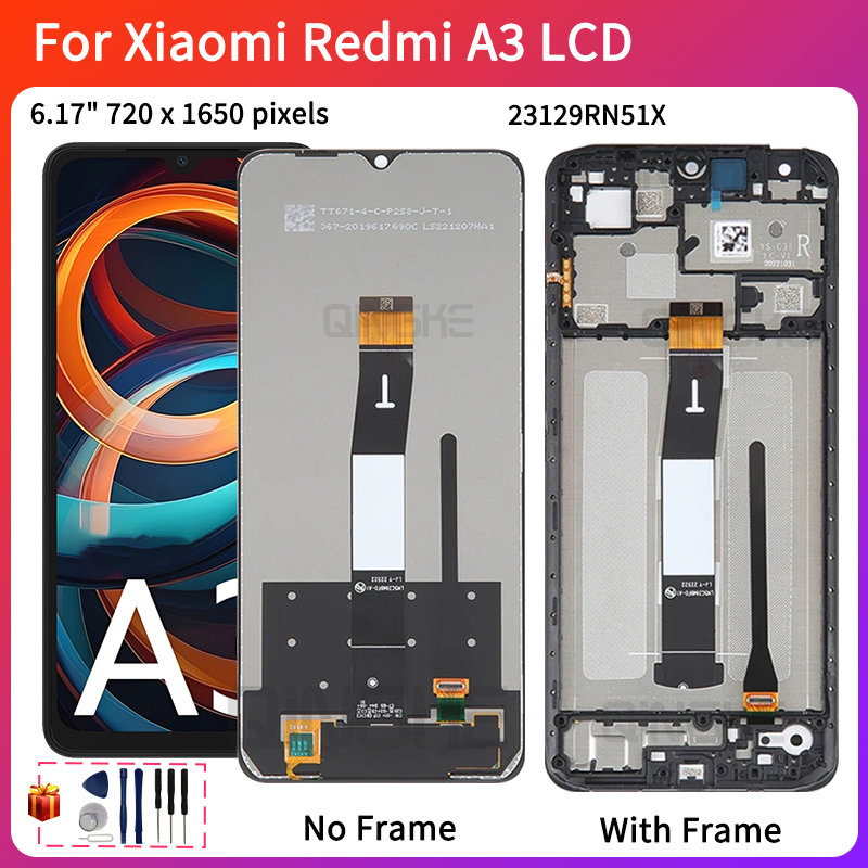 6 , 71 Polegadas Para Xiaomi Redmi A3 lcd Display Touch Screen Digitalizador Montagem 23129RN51X ...