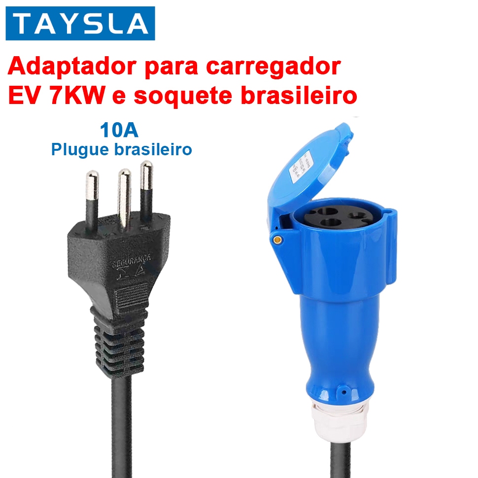 Carregador TAYSLA EV CEE Conector Fêmea De 3 Pinos Conexão Do Adaptador ...