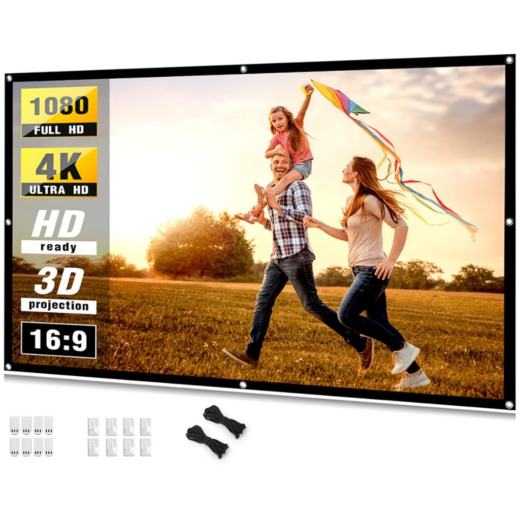 Tela Projetora LED Portátil 60/72/84/100/120/150 Polegadas 16 : 9 ...