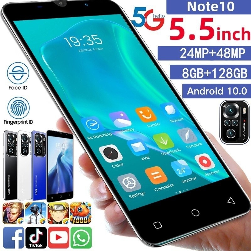2022 Novo Celular Barato Note10 5,5 Polegadas 8GB + 128GB 5G Smartphone ...