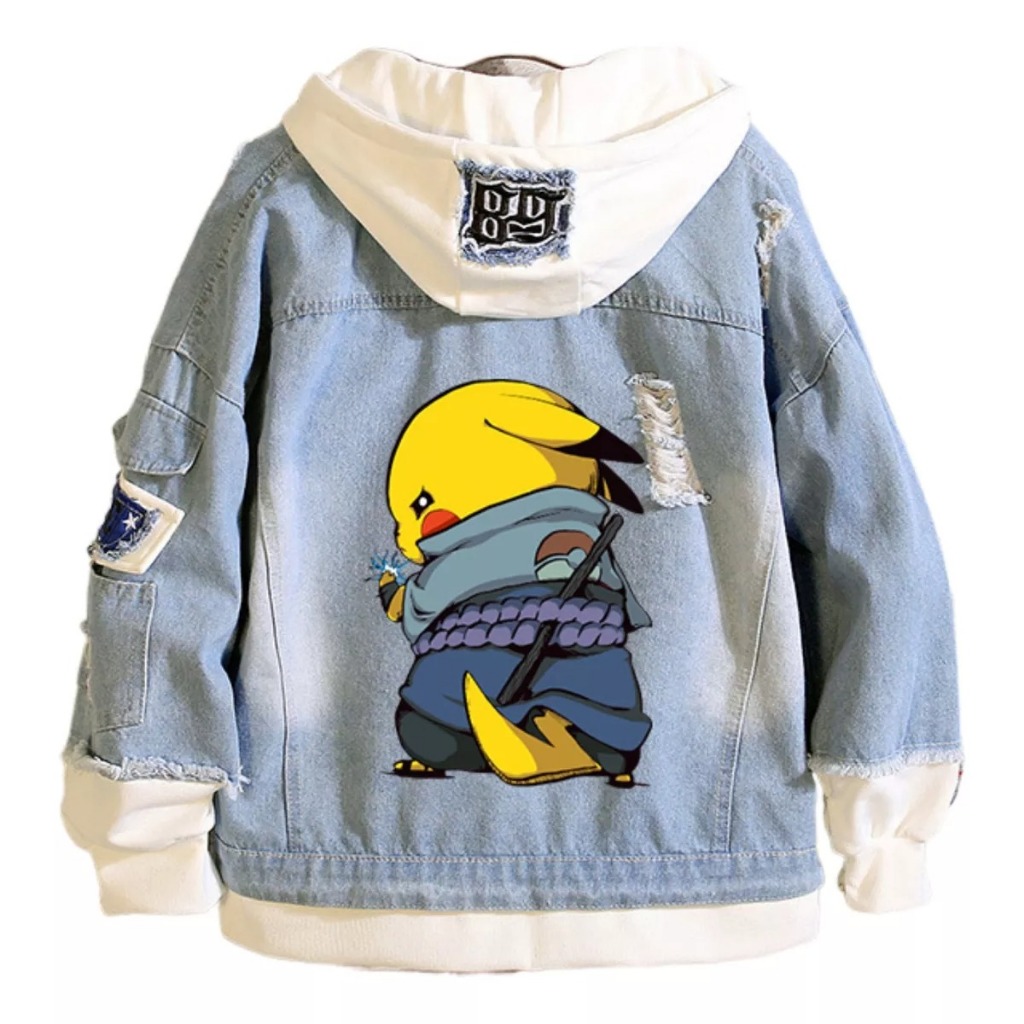 Jaqueta Jeans De Desenho Animado De Anime Pikachu | Shopee Brasil