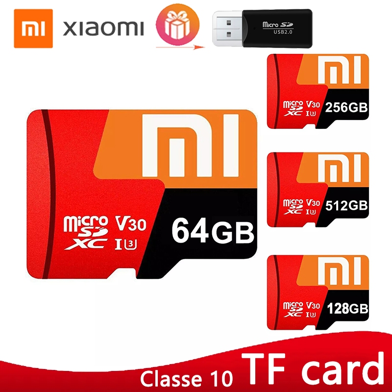 Xiaomi Cartão SD miniatura 128GB 256GB 512GB 1TB 2TB tf cartão c10, u3 ...