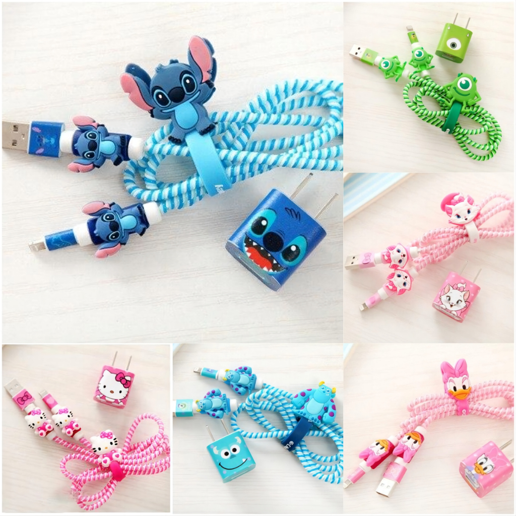 A set of Cartoon Cable Protector Set for Iphone Usb Charger With ...