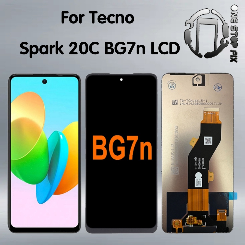 Preto 6,6 Polegadas Para Tecno Spark 20C Spark20C BG7n BG7 Display LCD Tela Sensível Ao Toque ...