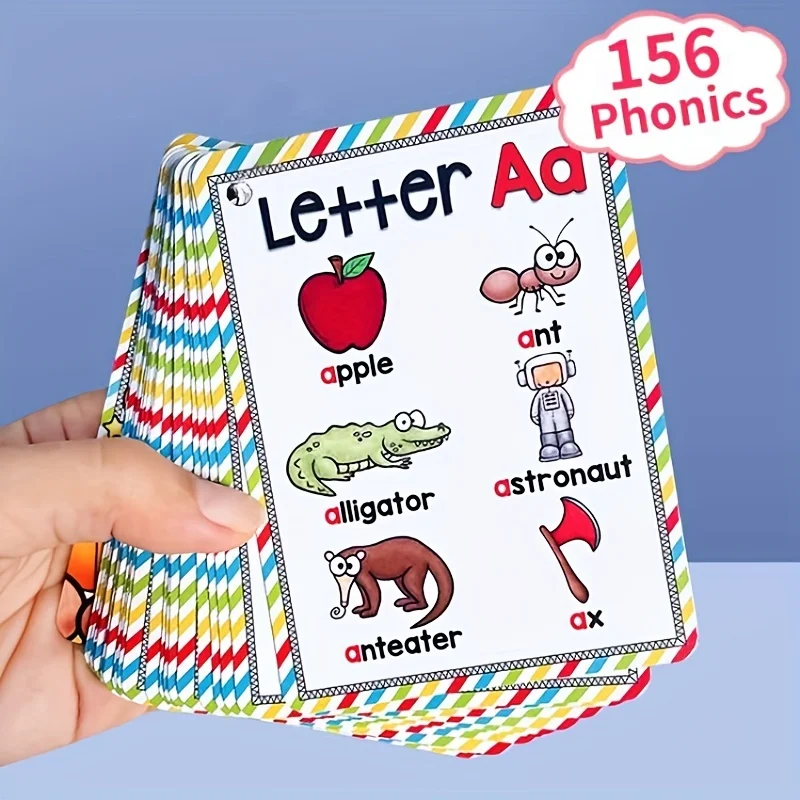 156 Phonics Inglês 26 Letras Alfabeto Pocket Flash Cards Aprendizagem ...