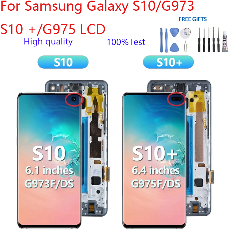 Para Samsung Galaxy S10 Plus G975/S10 G973 Tela LCD Touch Panel ...