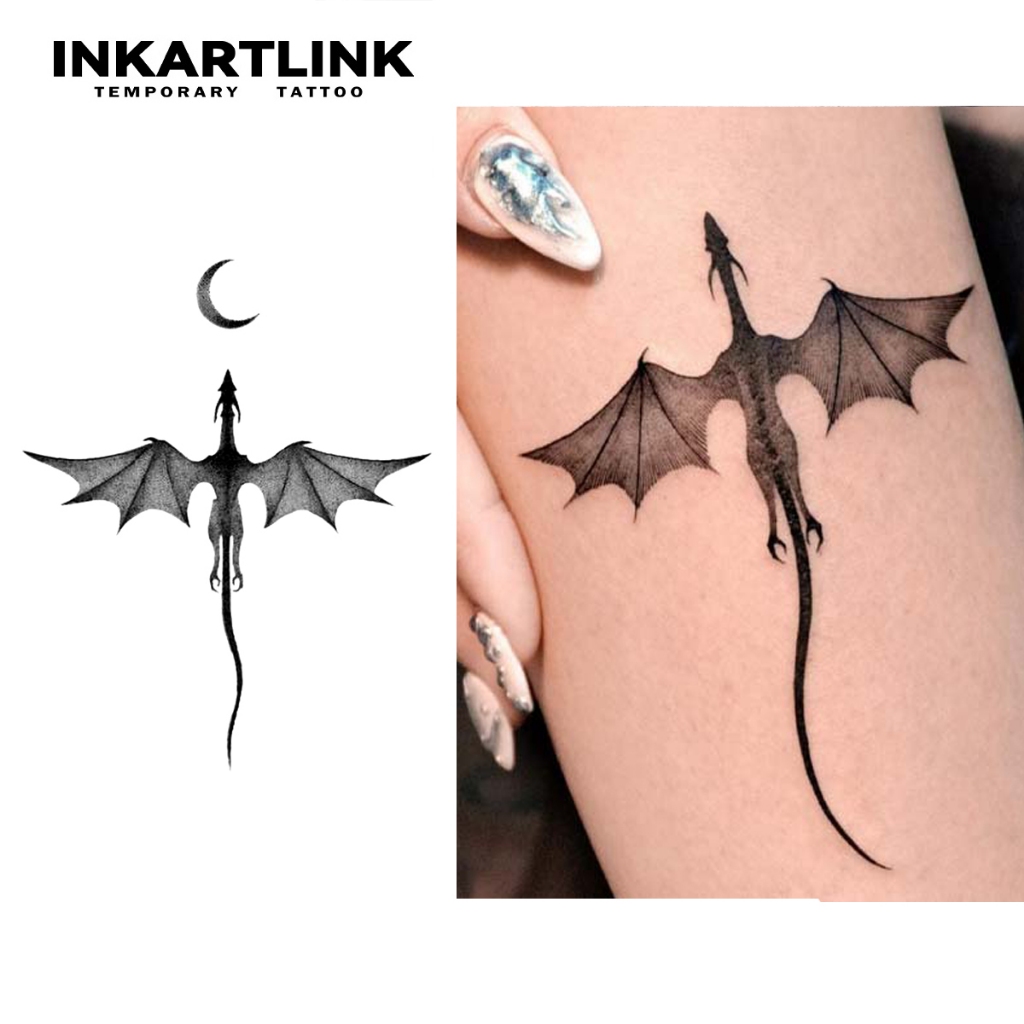 Adesivos Temporários De Tatuagem Pterossauro Mágica De Longa Duração