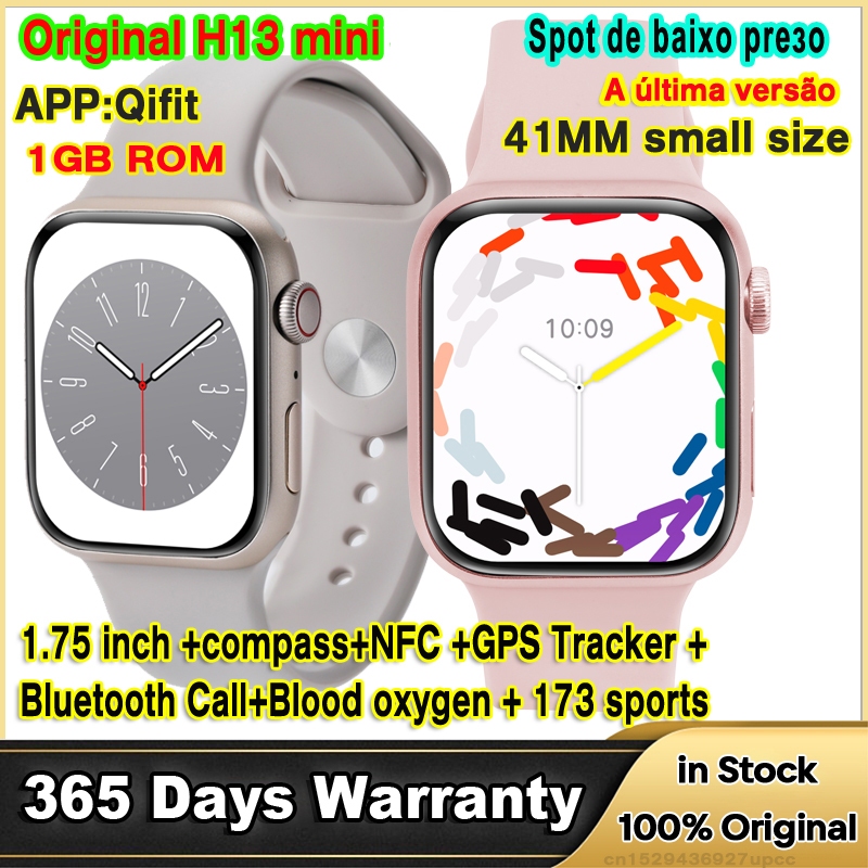 H13 Mini Relógio Inteligente Mulher 1GB ROM 1.75 Polegadas 41mm ...