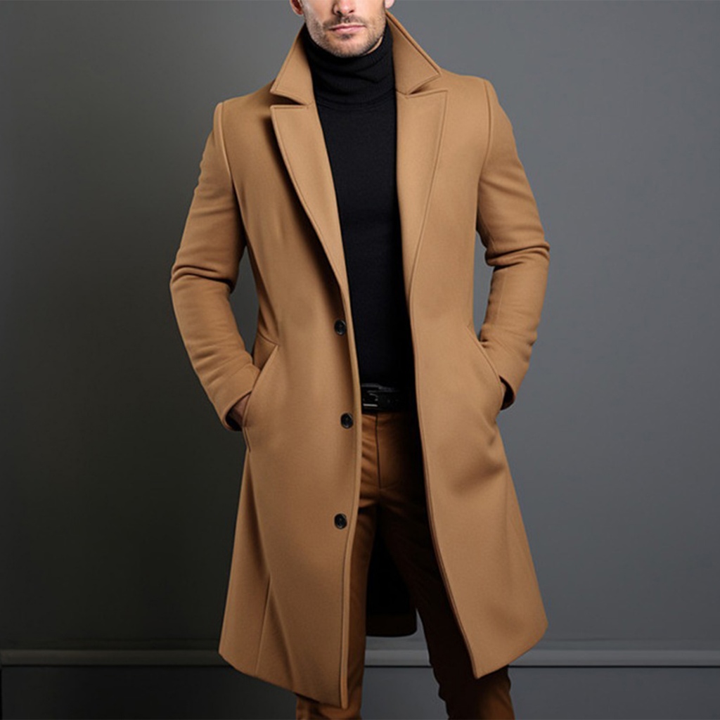 Homens Elegante Sobretudo Longo De Trincheira Para O Trabalho Diário ...
