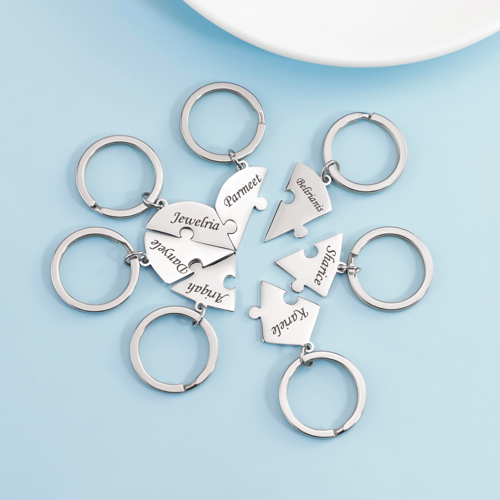 Custom Name Keychain Heart Puzzle Keychain bff keychain Graduation Gift ...