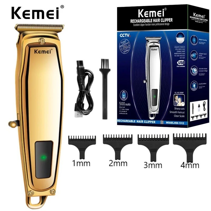 24 Horas delivery 】 Kemei KM-1312 USB Cortador De Cabelo De Carga Rápida Máquina De Corte ...