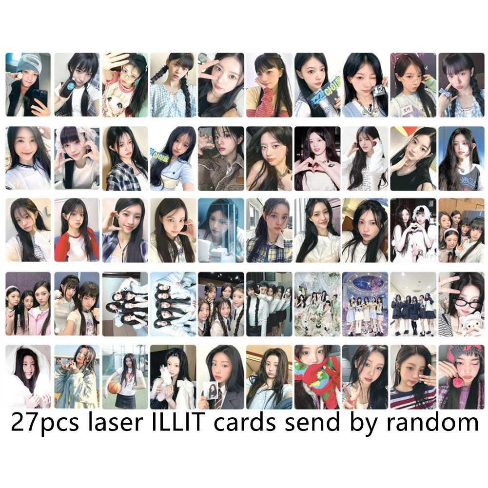 50-55pcs/box ILLIT Holographic Laser Lomo Cards SUPER REAL ME Album Photocards WONHEE Solo YUNAH ...