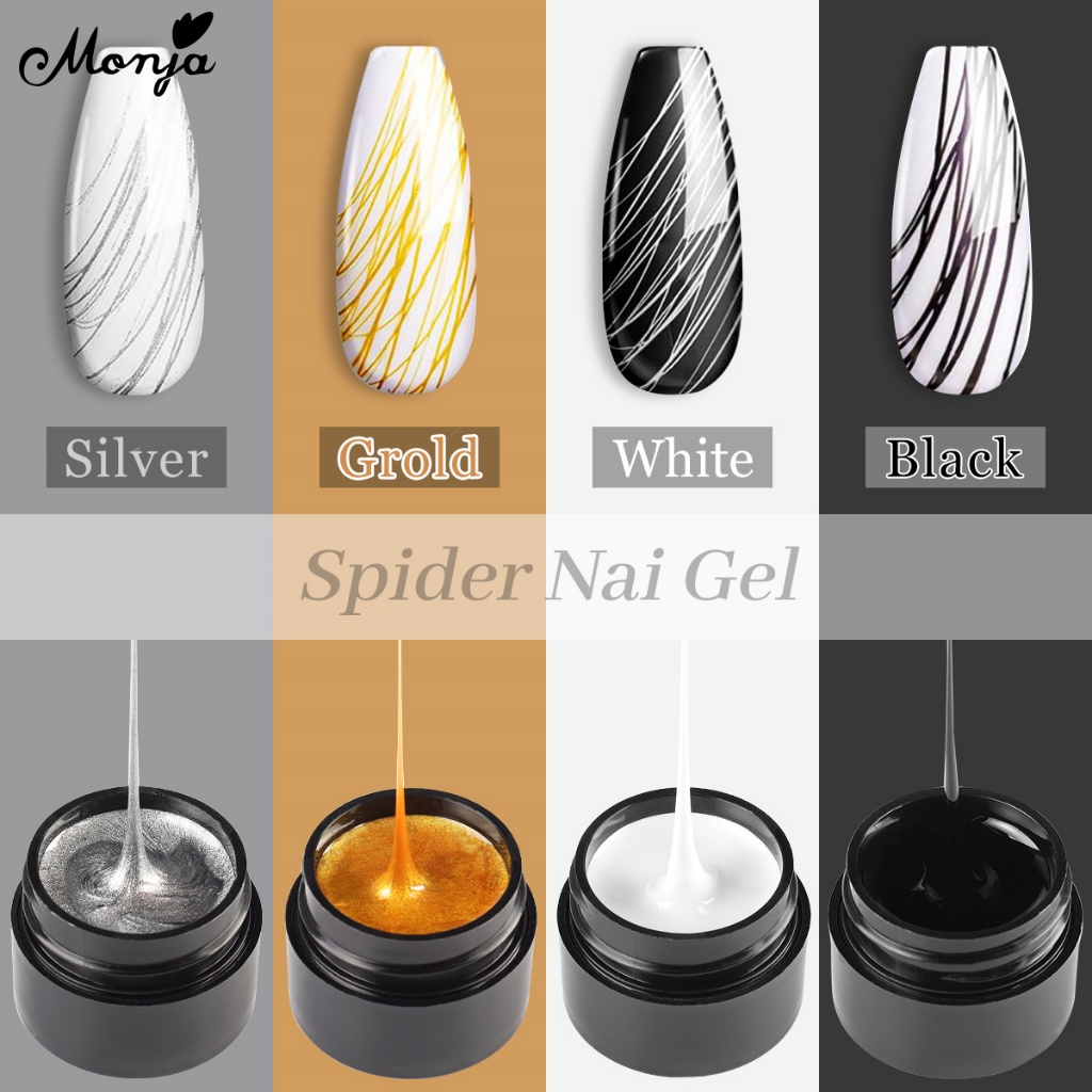 Monja Gel Spider Teia De Aranha Led Uv Desenho Cores Unhas Branco ...