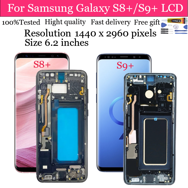 AMOLED Original Para Samsung Galaxy S8 +/S9 + G955 G955F LCD Com Digitalizador De Tela Sensível ...