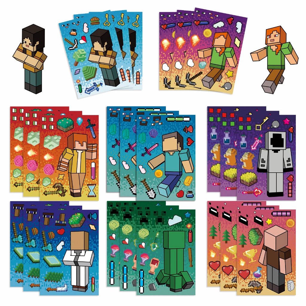 Cartoon Game Theme Minecraft , Roblox Series Puzzle Stickers Faça Seu ...