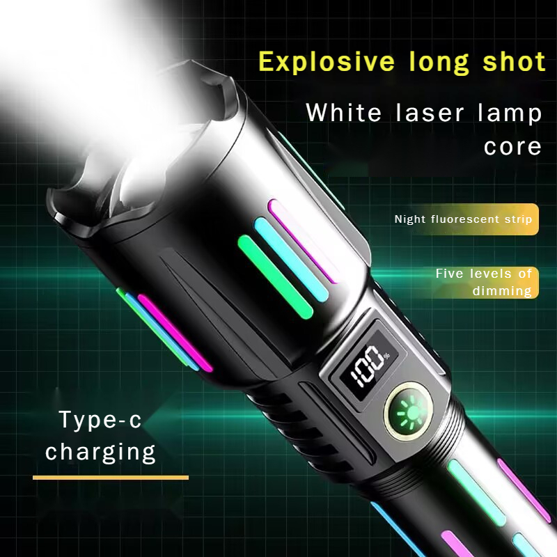 Lanterna LED Fluorescente Multi-Funcional A Laser Branco Forte Tipo C ...