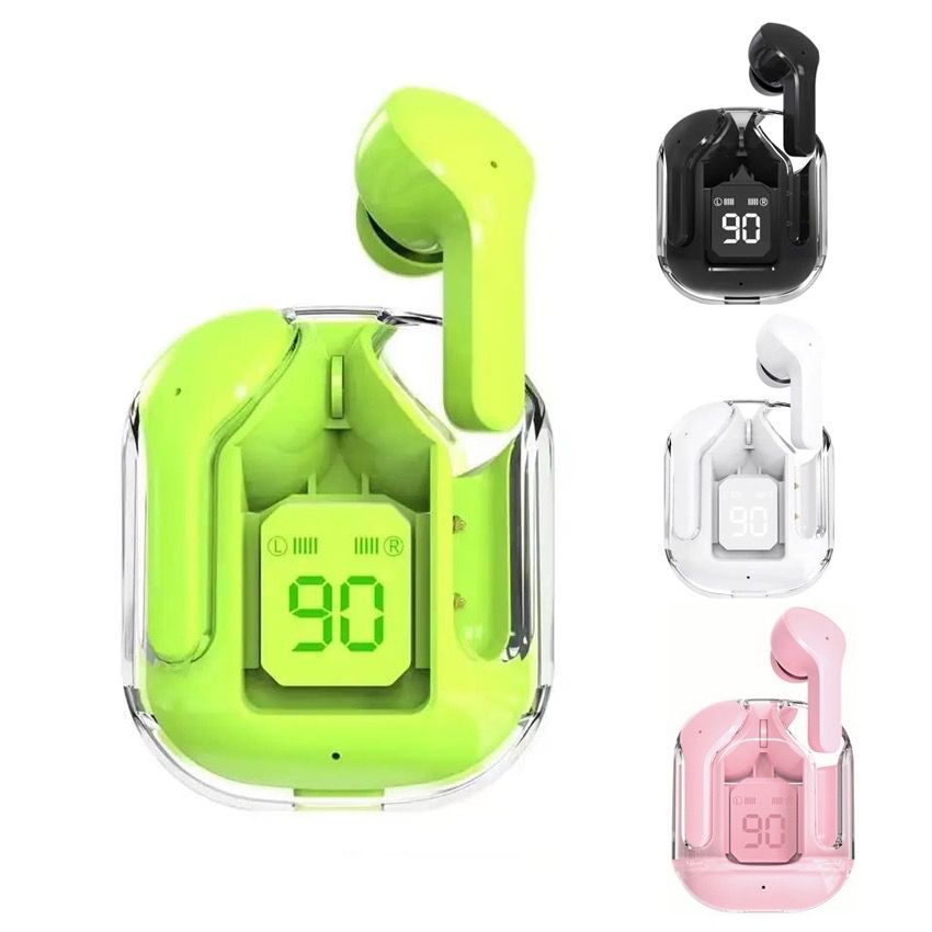 Fone De Ouvido Sem Fio bluetooth TWS Tela LED Com Caixa Transparente De ...