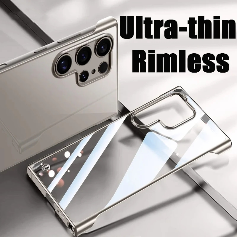 Revestimento Fino Sem Moldura Transparente Para Samsung S24 S23 Ultra S22 S21 FE S20 Plus Nota ...