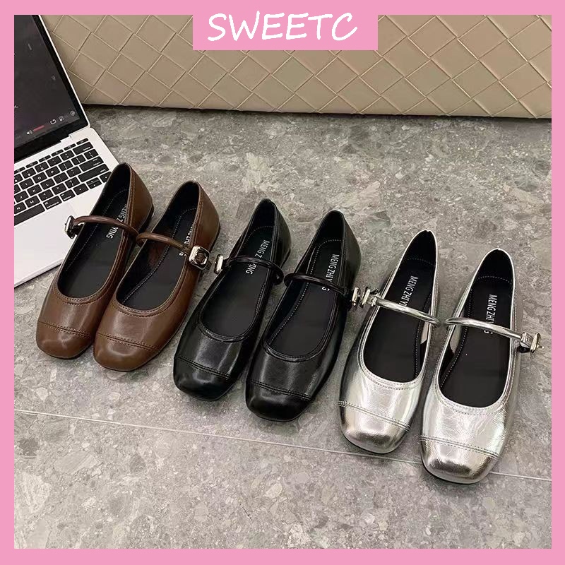 SWEETC Mary Jane Sapatos Femininos Modernos Com Bico Redondo E Baixos ...