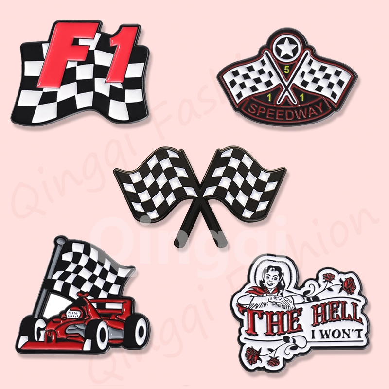 Fórmula Corrida F1 Broche De Bandeira Chequered Pins Carro Campeão De ...